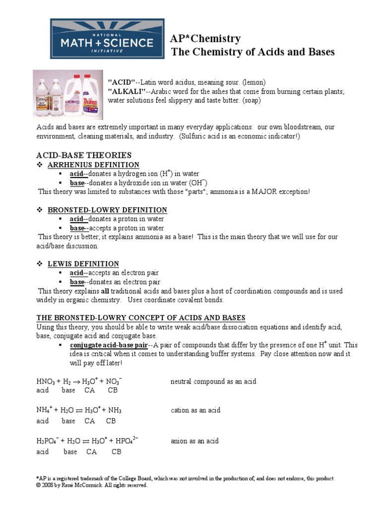 15 Acidsbases Lecture Notes | PDF | Acid | Hydrolysis