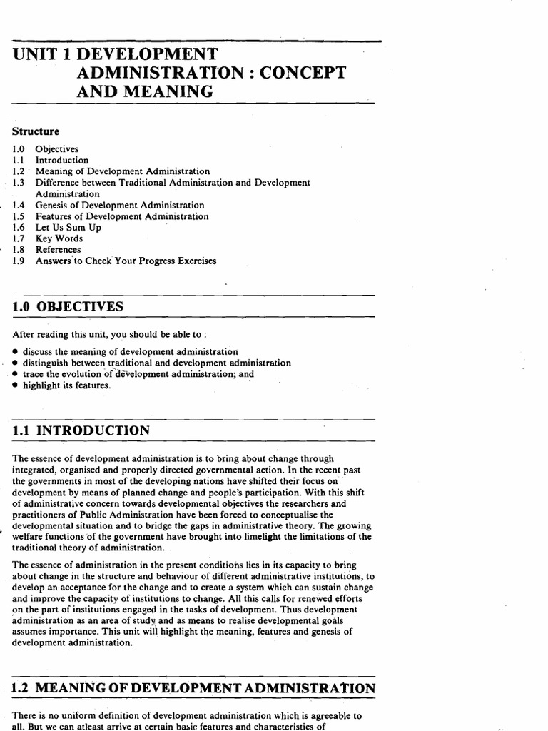 Unit-1 Development Administration - Concept and Meaning PDF | Download ...