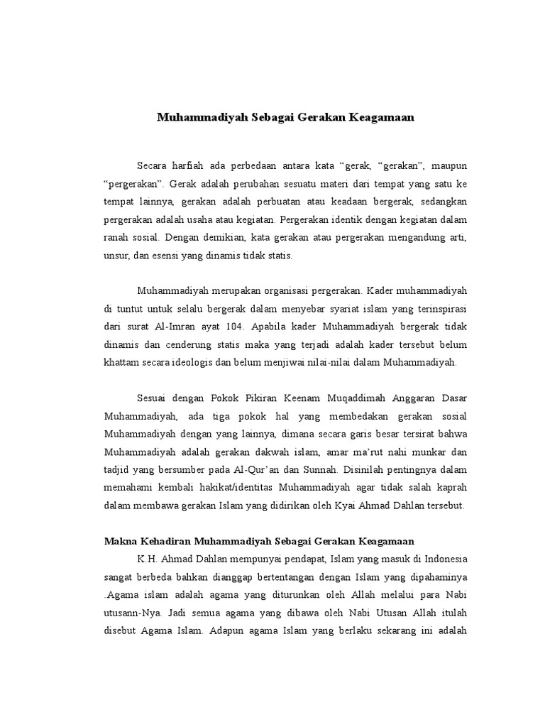 Muhammadiyah Sebagai Gerakan Keagamaan | PDF