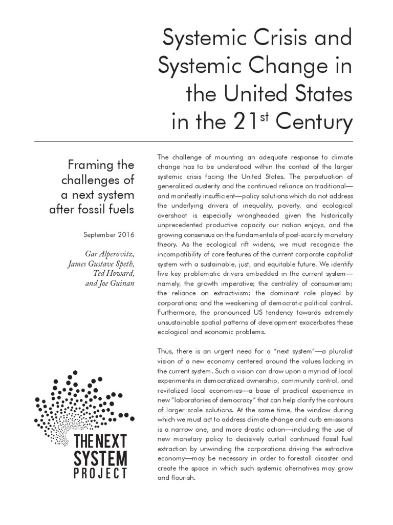 Systemic Crisis and Systemic Change in The United States in The 21 ...