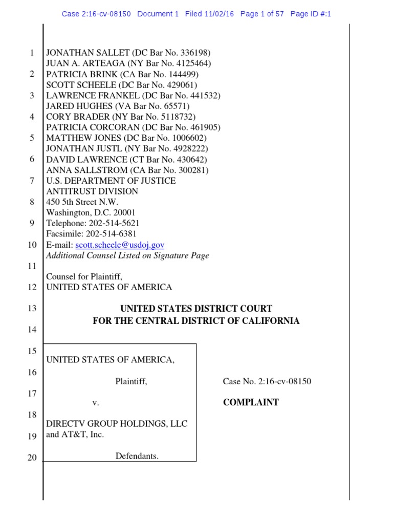 DirecTV AT&T Antitrust Complaint | PDF