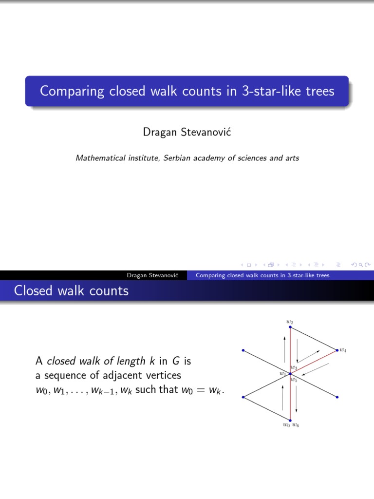 Comparing Closed Walk Counts in 3-Star-Like Trees: Dragan Stevanovi C | PDF | Combinatorics ...