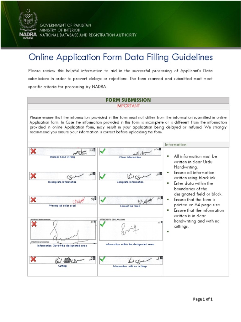 NADRA Form Submission Guide | PDF