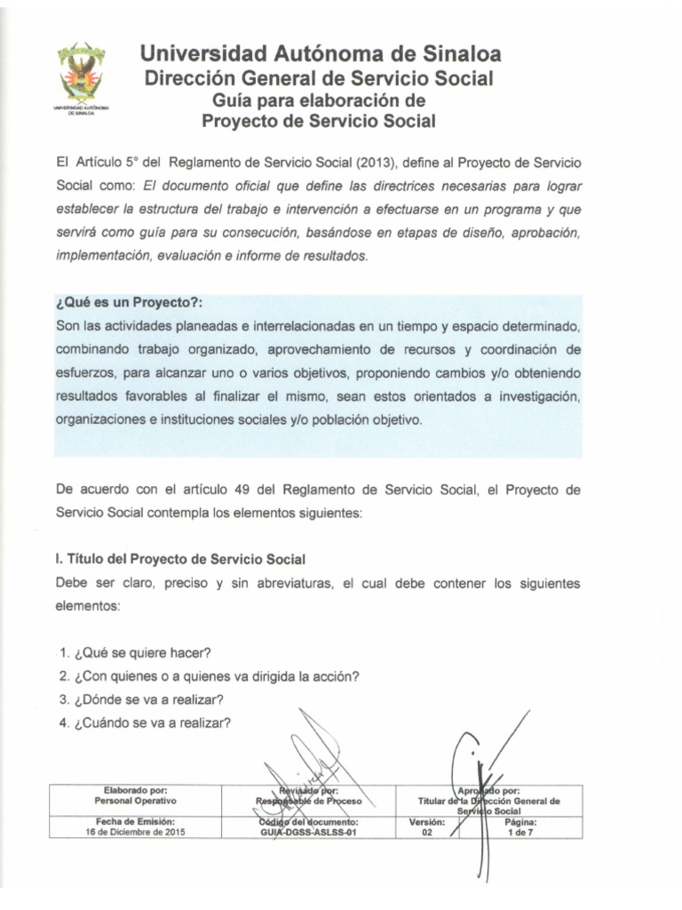 Ejemplos de Proyectos de Servicio Social | PDF | Trabajo Social ...