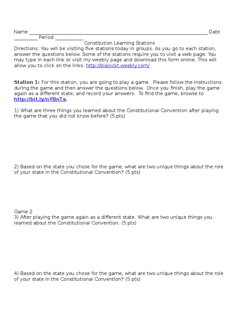 Introduction To The Constitution Learning Stations | PDF | Judiciaries ...