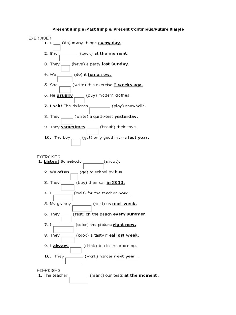 Tenses Exercise: Simple & Continuous | PDF | Language Arts & Discipline