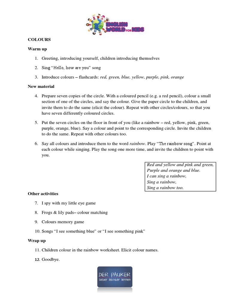 Colours Lesson Plan PDF | PDF | Art | Poetry