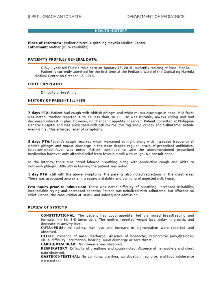 PEDIA Case - Pneumonia 2 VSD | PDF | Pneumonia | Heart Failure