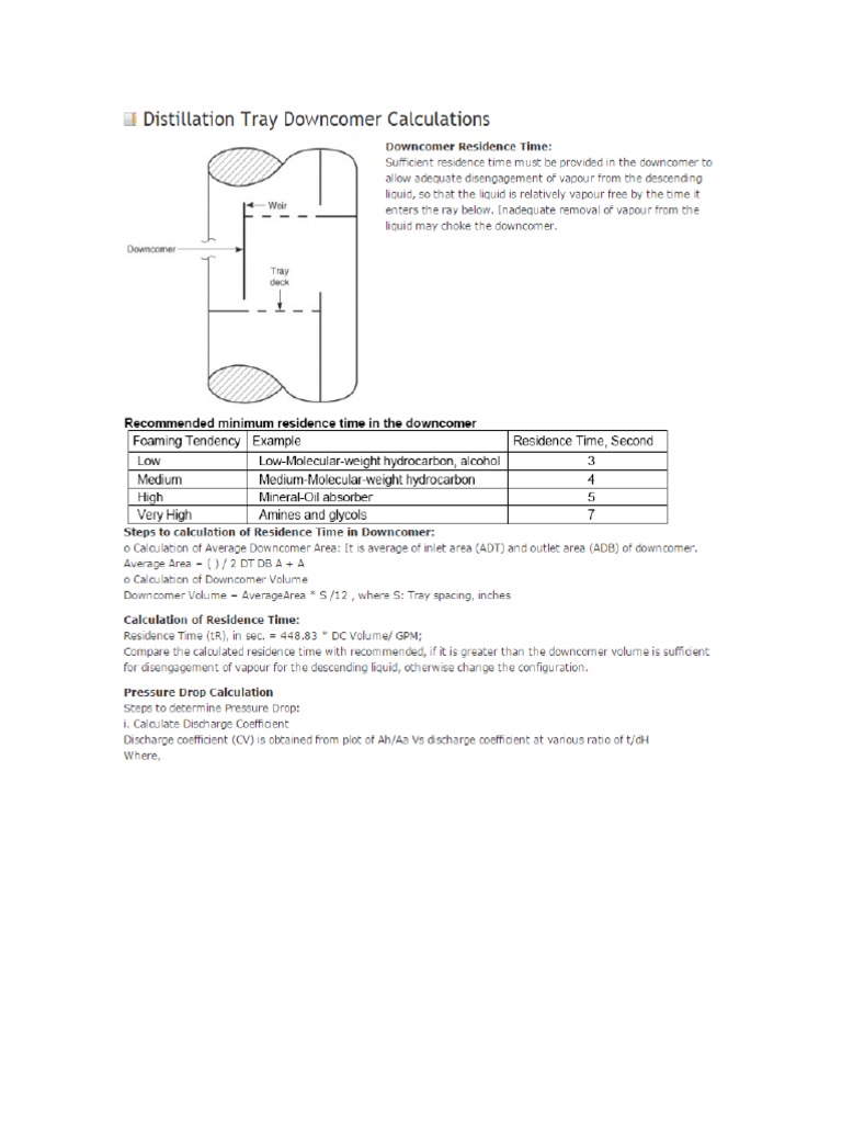 Downcomer Calculations
