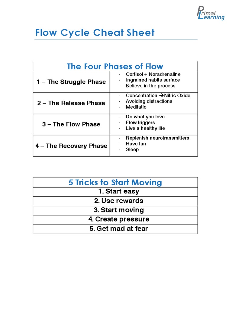 Flow Cycle Cheat Sheet: The Four Phases of Flow | PDF | Physiology ...