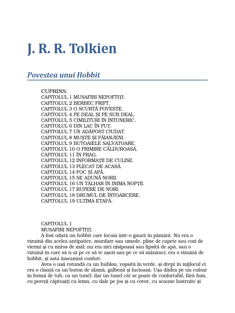 J. R. R. Tolkien - V1 Hobbitul | PDF