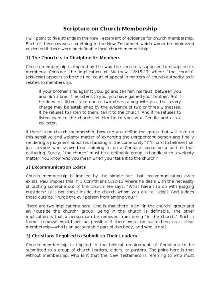 Scripture On Church Membership | PDF | Elder (Christianity) | Christian ...