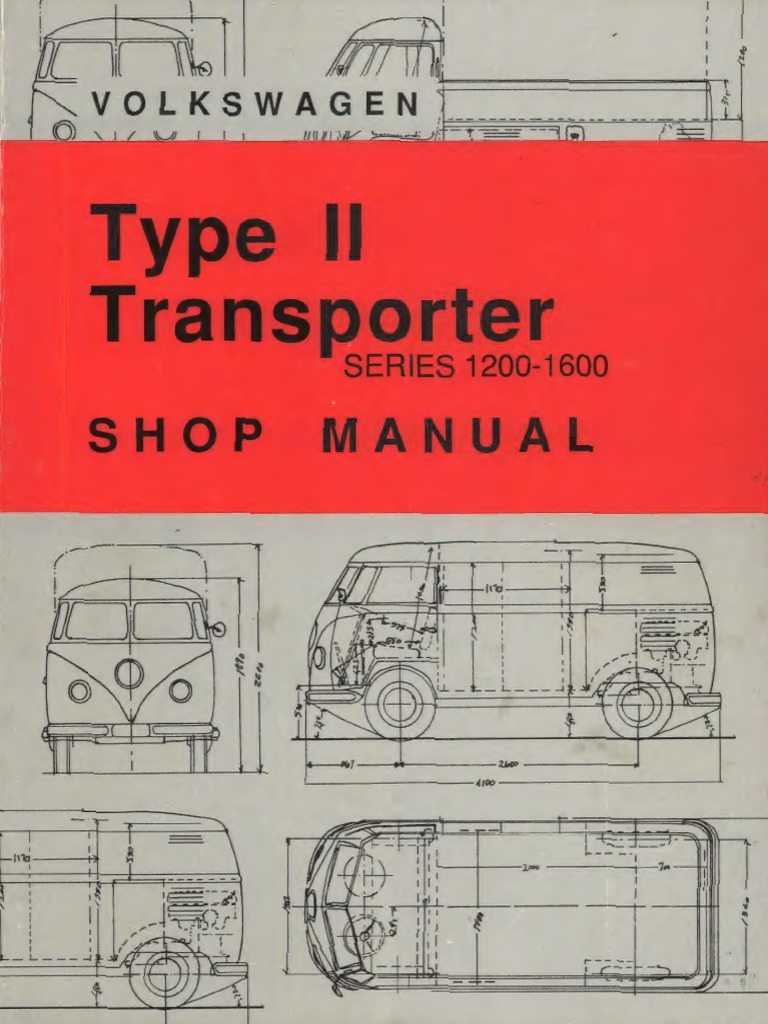 Volkswagen Type II Transporter Series 1200 1600 Shop Manual 258 Pags en ...