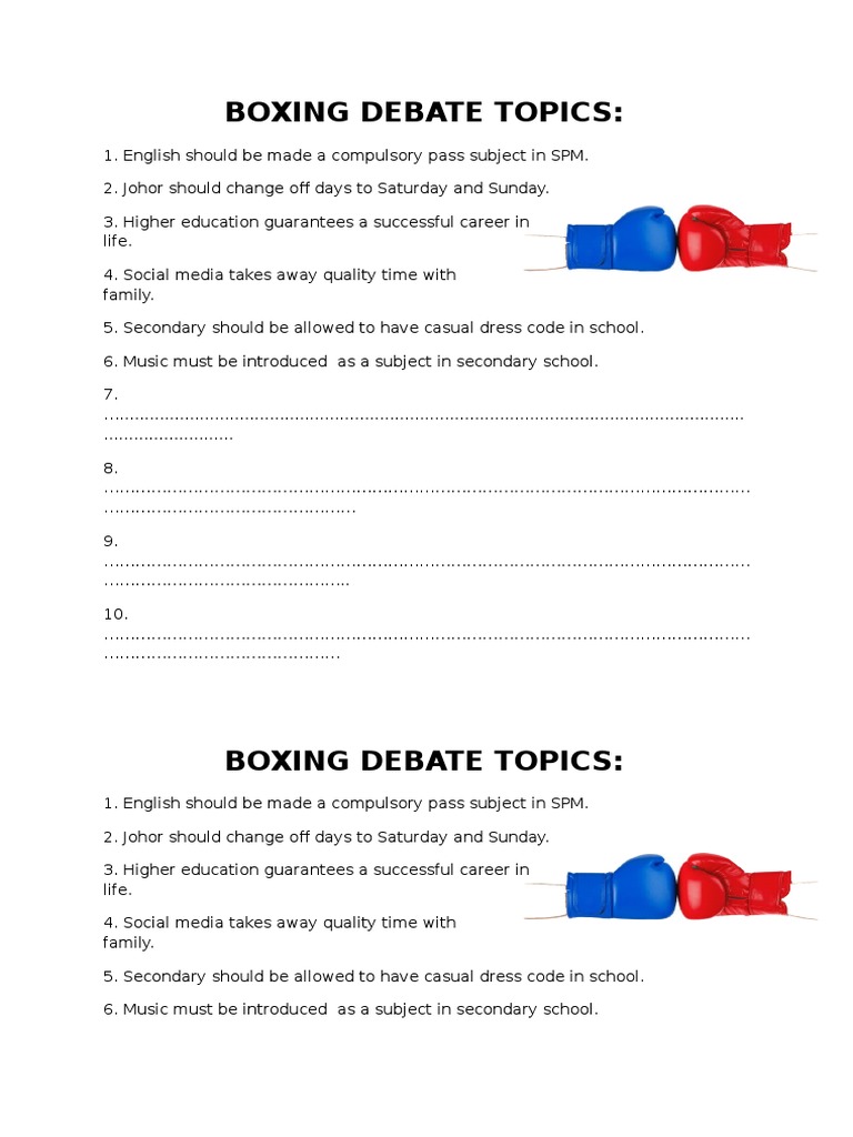 Boxing Debate Topics | PDF | Foreign Language Studies