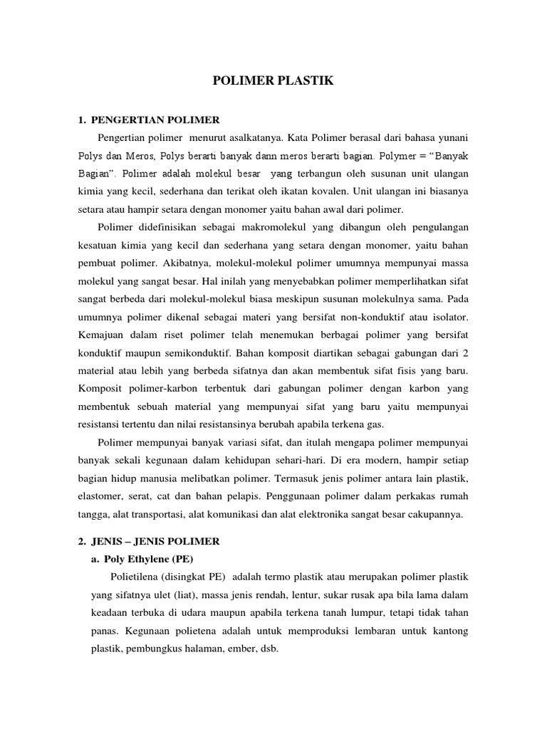 Makalah Polimer Plastik | PDF