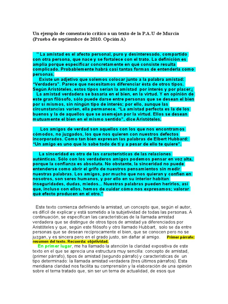 Un Ejemplo de Comentario Crítico | Certeza | Aristóteles