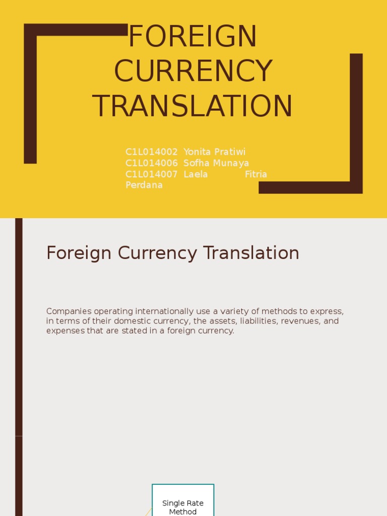 Foreign Currency Translation Methods | PDF