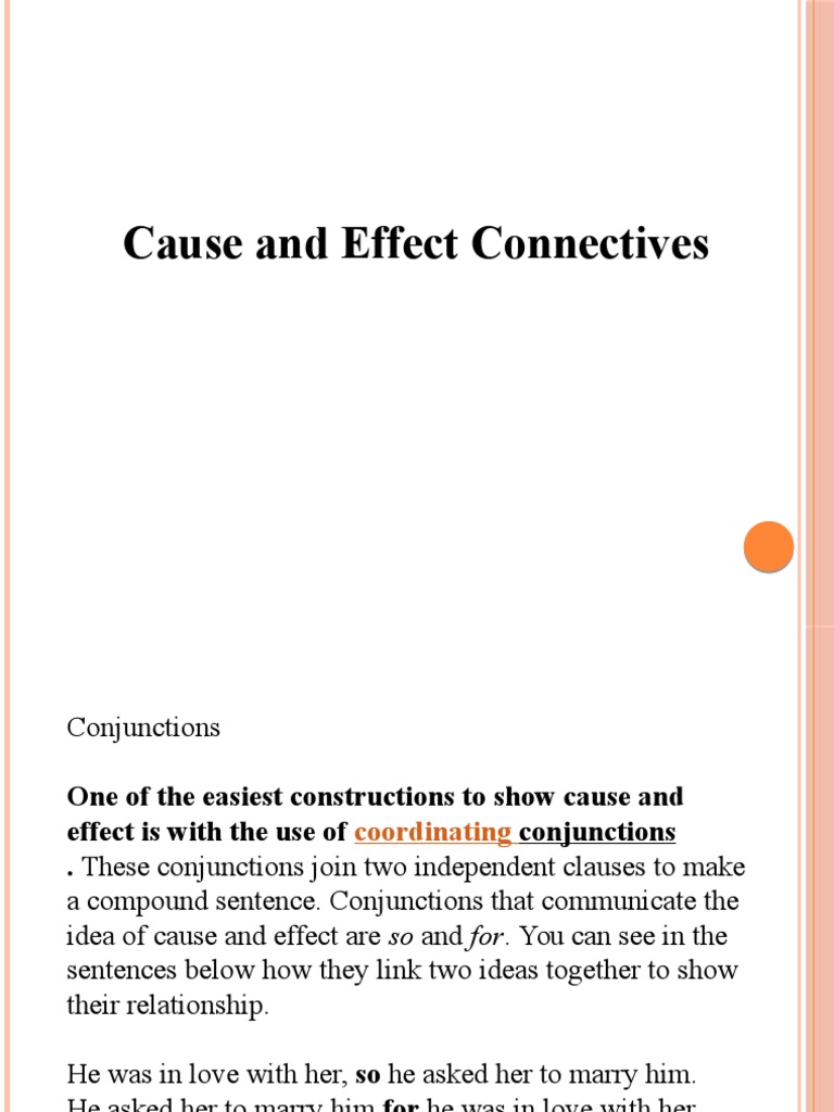 Cause and Effect Connectives | PDF | Syntax | Linguistic Typology