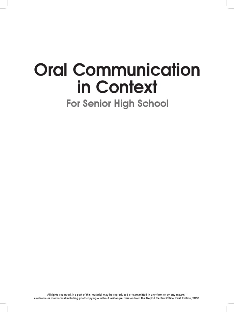 Oral Communication in Context | PDF | Nonverbal Communication | Public ...