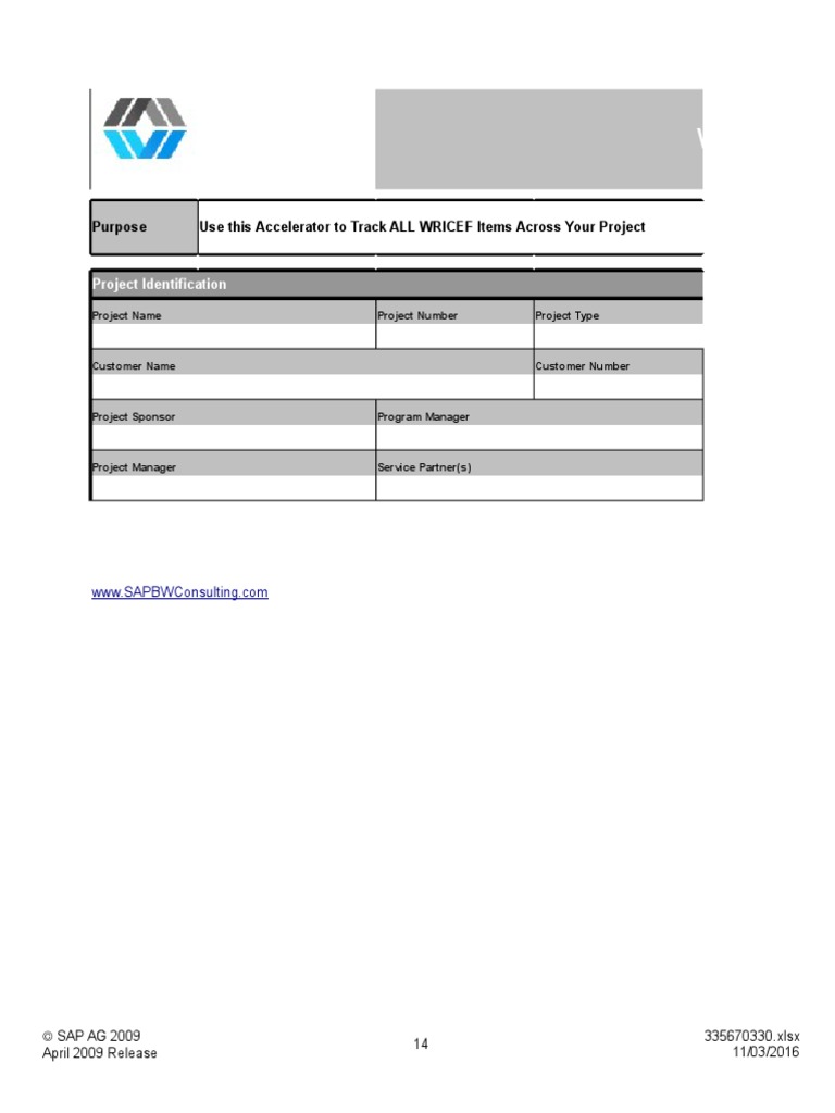 Wricef Inventory Template | PDF