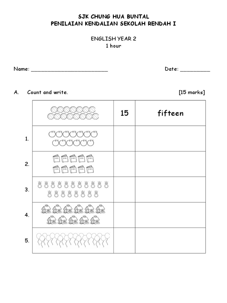 SJKC Year 2 English (Monthly Exam) | PDF