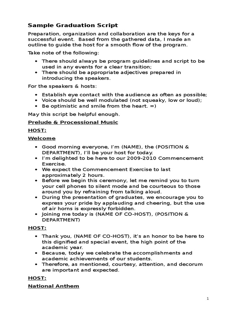 Successful Graduation Ceremony Script | PDF | Ceremonies | Further ...