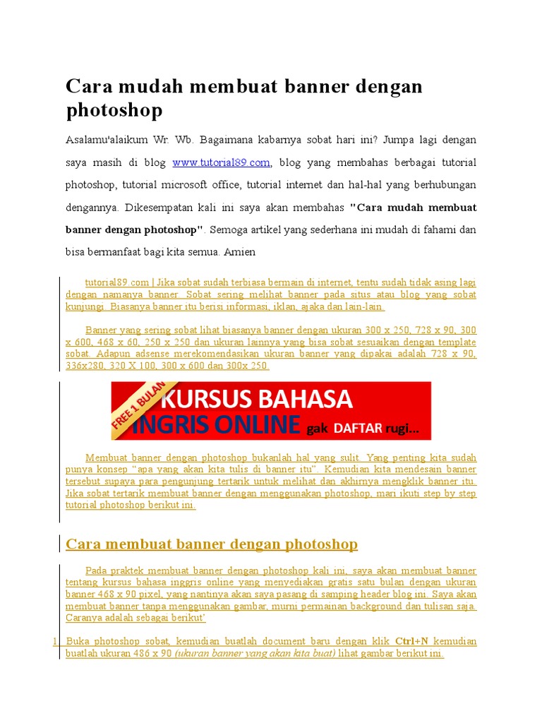 Cara Membuat Banner di Photoshop | PDF | Seni | Komputer