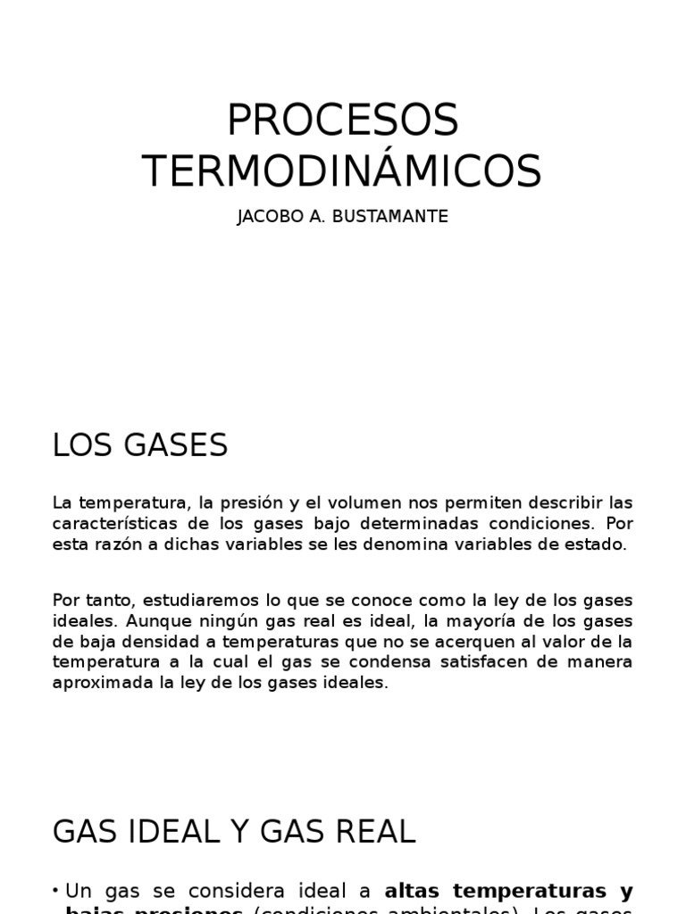Procesos Termodinámicos | PDF | Gases | Termodinámica