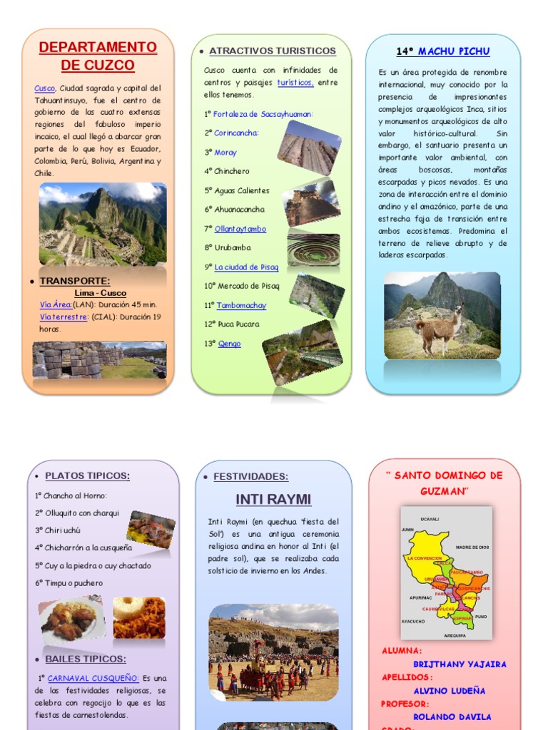 Triptico Cuzco | PDF | Andes | América del Sur