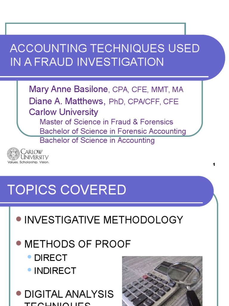 Accounting Techniques Used in A Fraud Investigation: Mary Anne Basilone ...