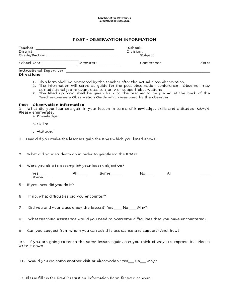 Post - Observation Information: Labo East Camarines Norte | PDF