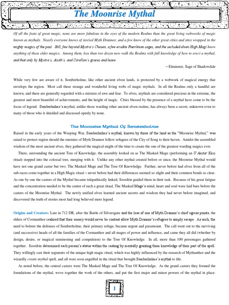 The Moonrise Mythal | PDF | Elf (Dungeons & Dragons) | Dungeons & Dragons