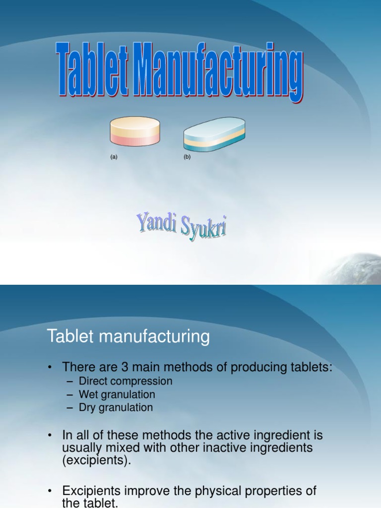 Tablet Manufacturing | PDF | Tablet (Pharmacy) | Chemistry