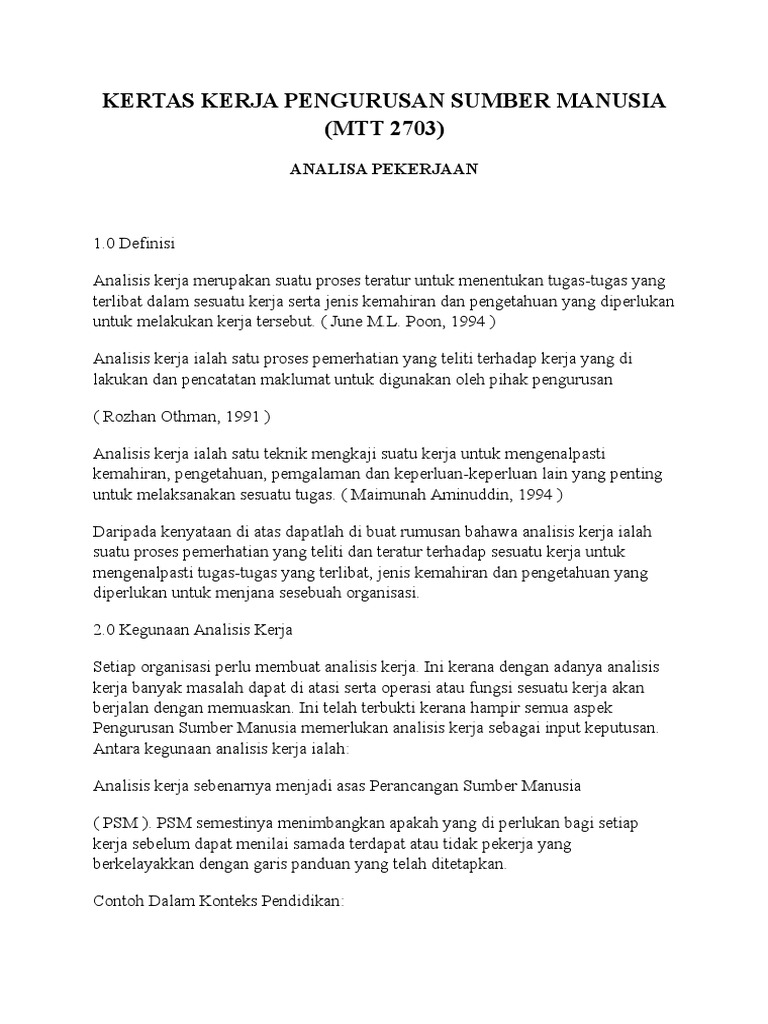 Analisis Pekerjaan | PDF