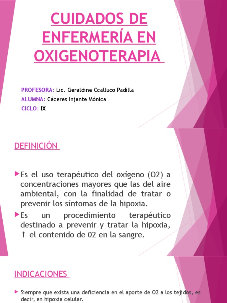 Cuidados de Enfermería en Oxigenoterapia | PDF | Medicina | Medicina ...