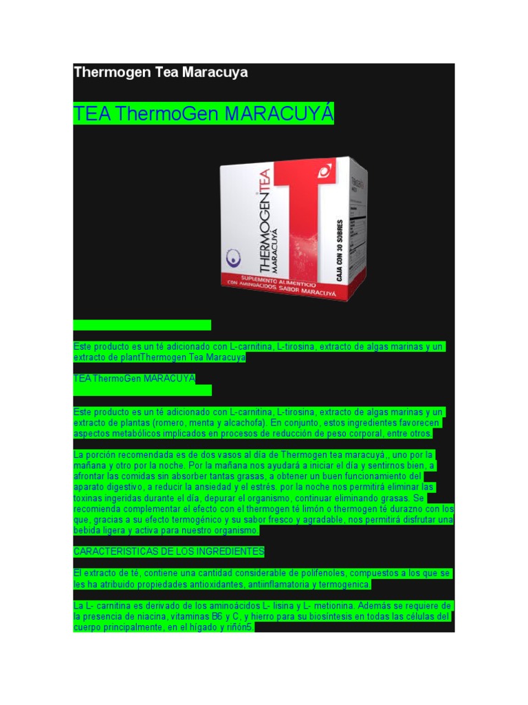 Thermogen Tea Maracuya | PDF | Tirosina | Tiroides