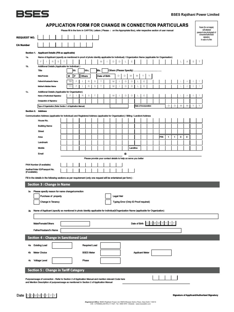 Change in Connection Particulars BRPL | PDF