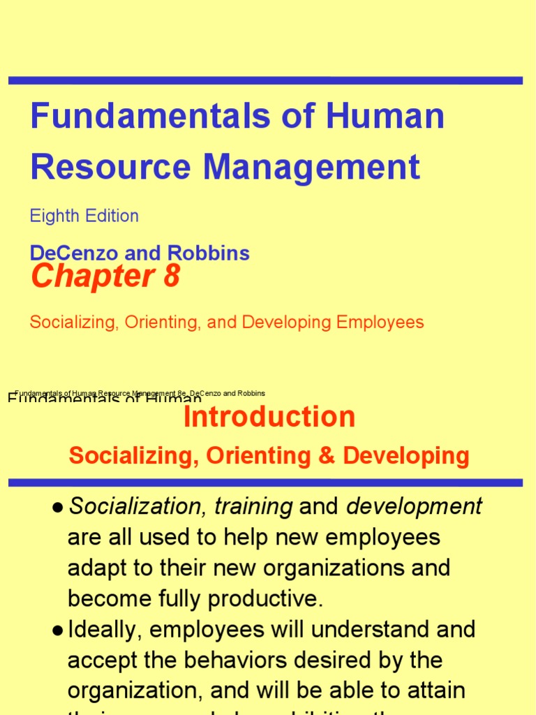 Chapter 8 - Orientation, Training | PDF | Socialization | Organization ...