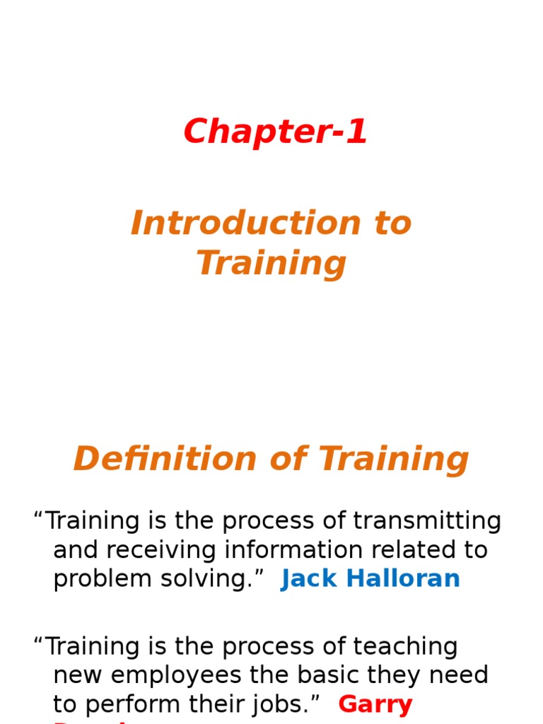 Chapter 1 Introduction To Training | PDF | Employment | Psychological ...