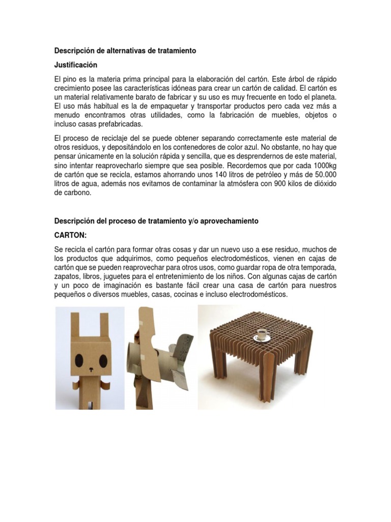 Aprovechamiento Residuo Carton | PDF | Cartón | Reciclaje