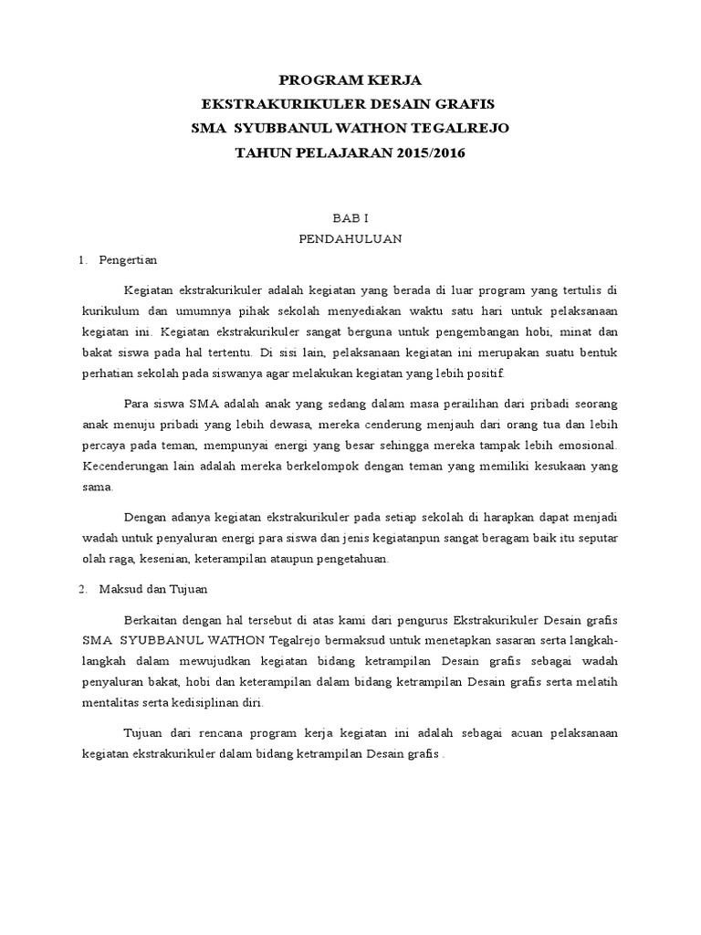 Dokumen - Tips Program Kerja Ekstra Desain Grafis | PDF