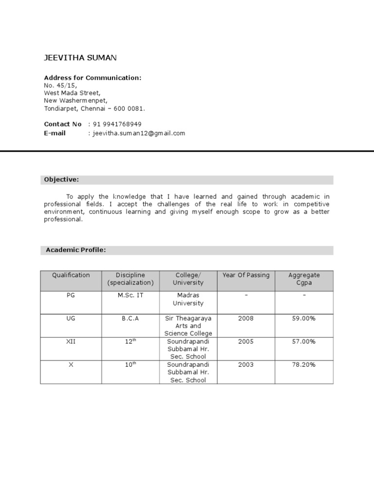 Resume Jeevitha | PDF