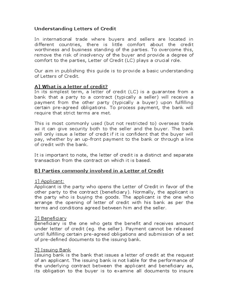 Guide to Understanding Letters of Credit | PDF