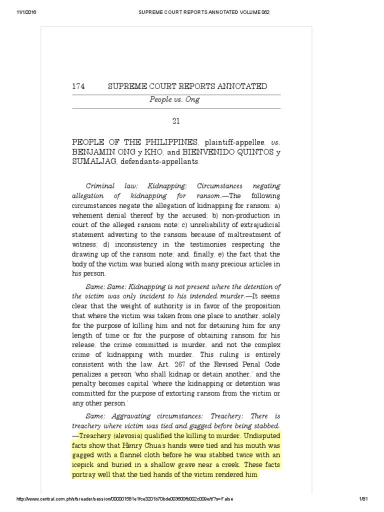 People Vs Benjamin Ong | PDF | Plea | Murder