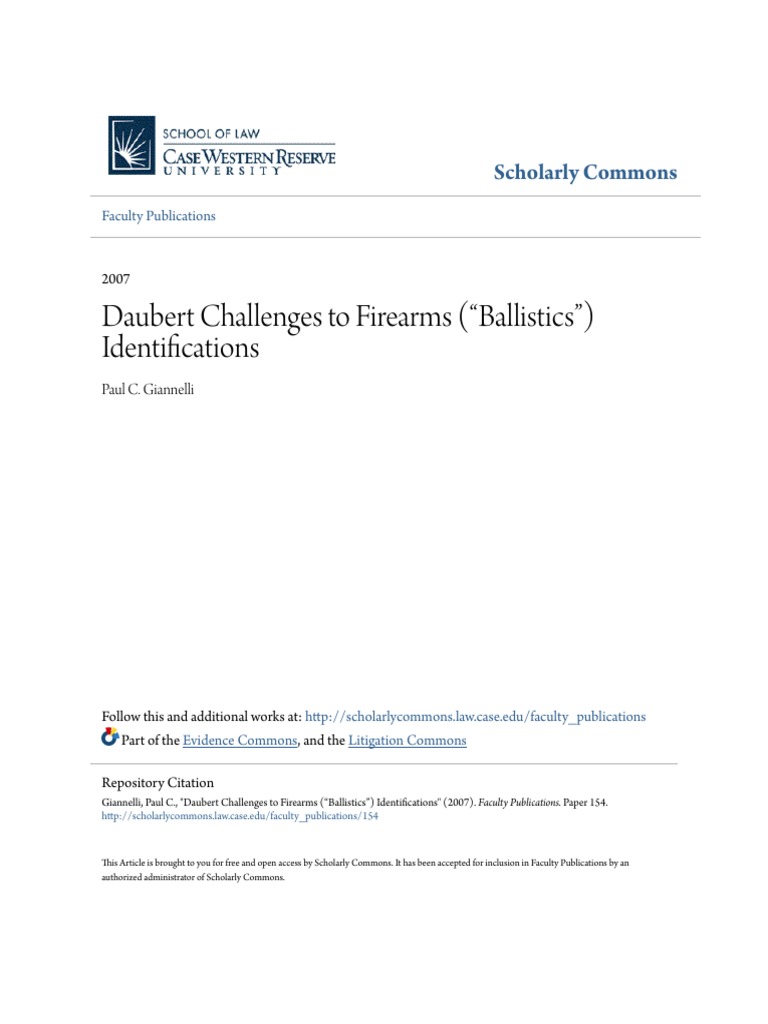 Daubert Challenges To Firearms (-Ballistics-) Identifications | PDF ...