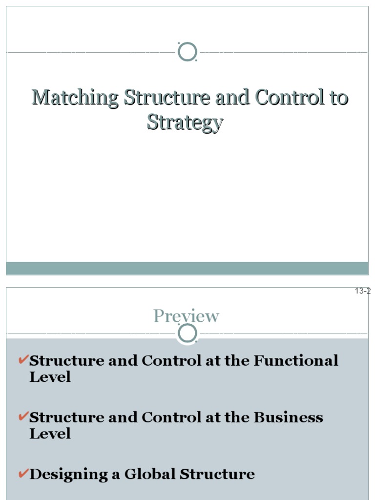 Matching Structure & Control To Strategy | PDF | Strategic Management ...