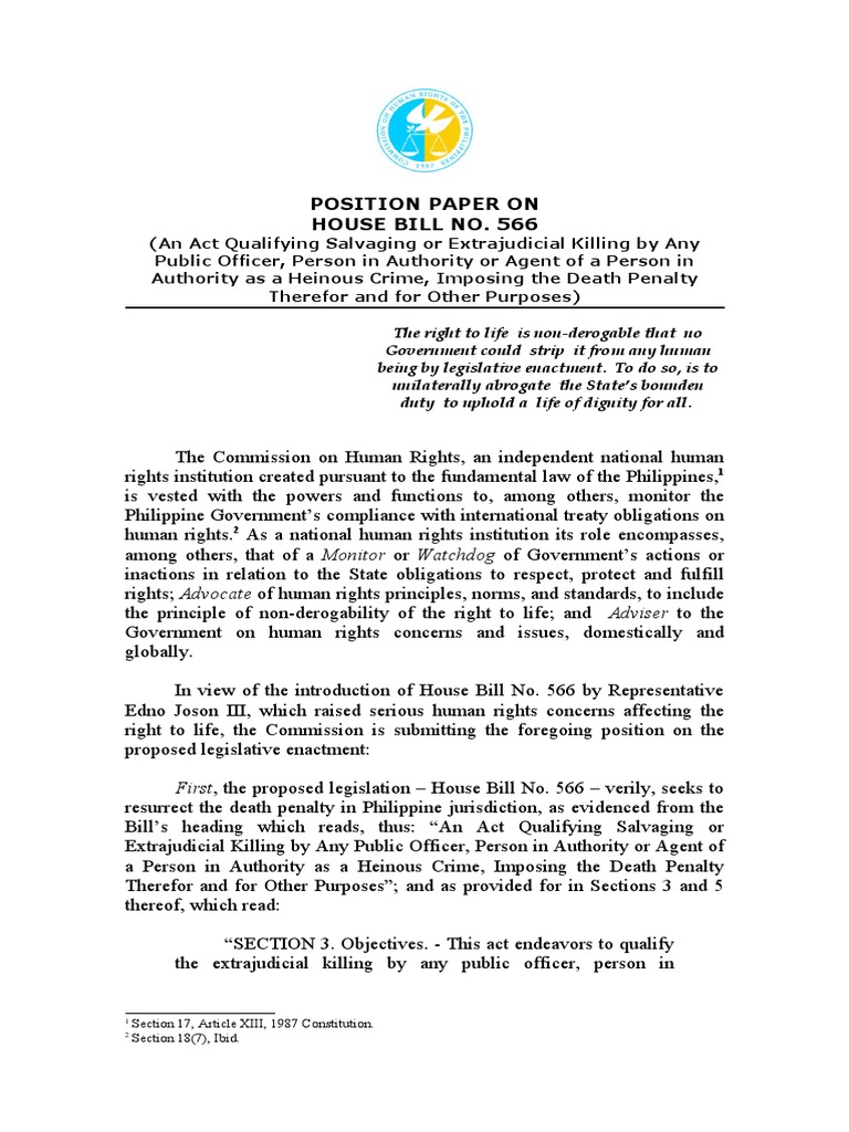 De LIMA and CHR Position Paper | PDF | Human Rights | Treaty