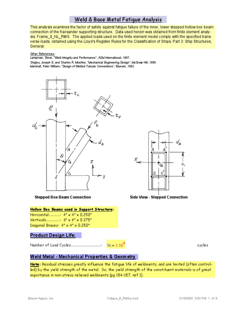 Weld & Base Metal Fatigue Analysis | PDF | Strength Of Materials ...