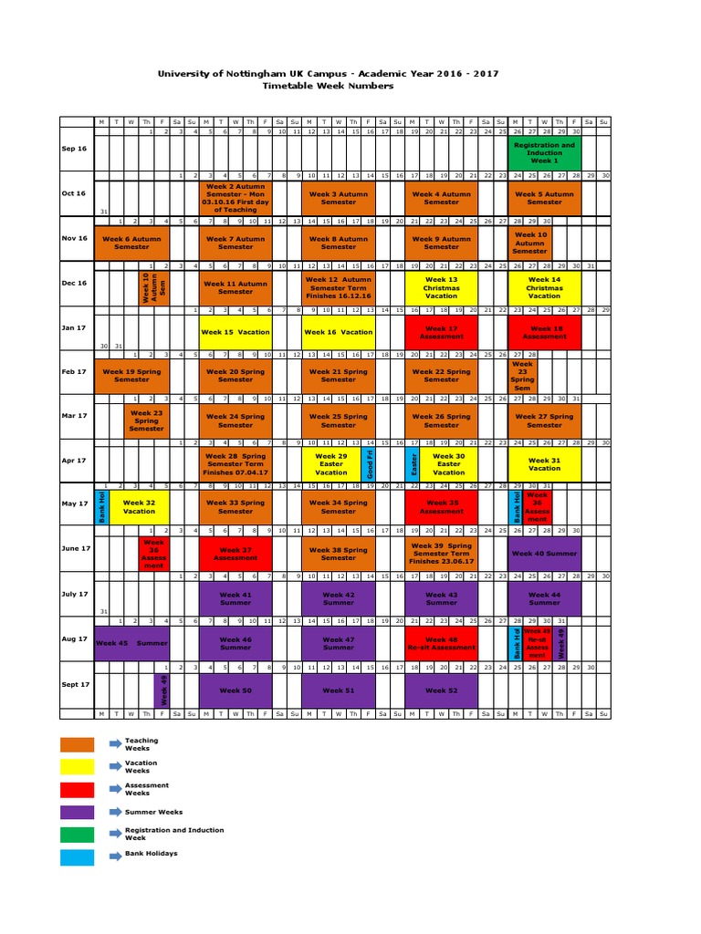 Academic Calendar 2016 2017 by Weeks | PDF