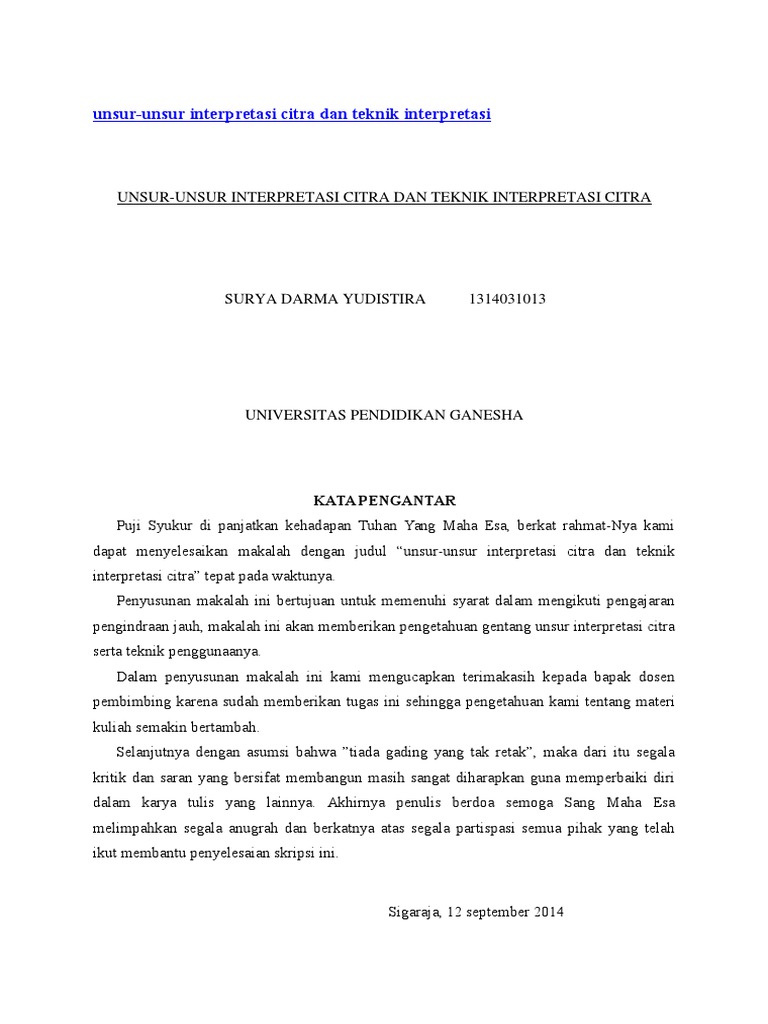 Unsur-Unsur Interpretasi Citra Dan Teknik Interpretasi Citra | PDF